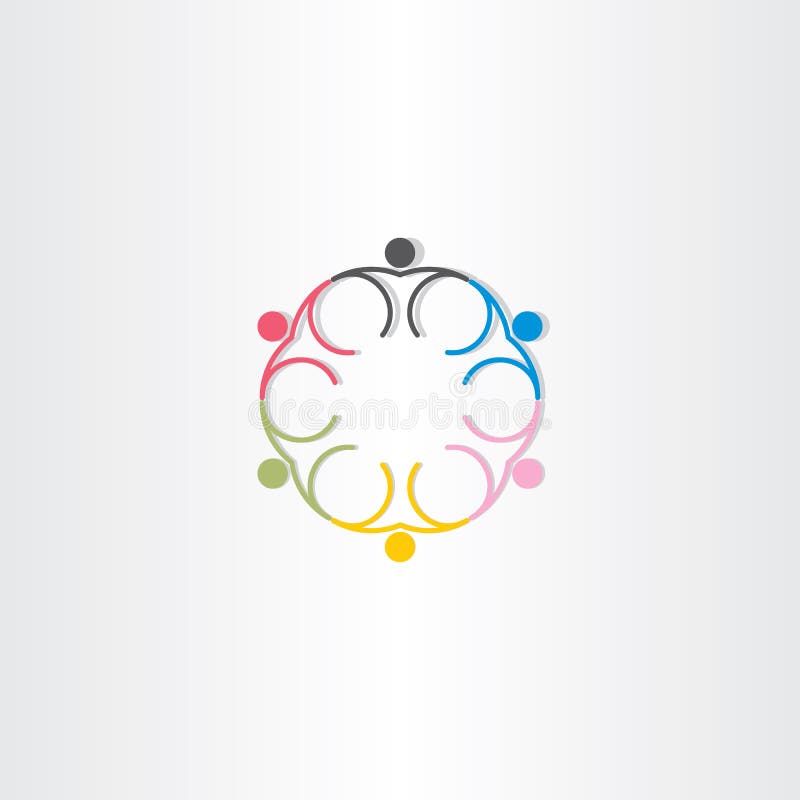 People Circle Color Icon Vector Line Symbol Stock Vector - Illustration ...