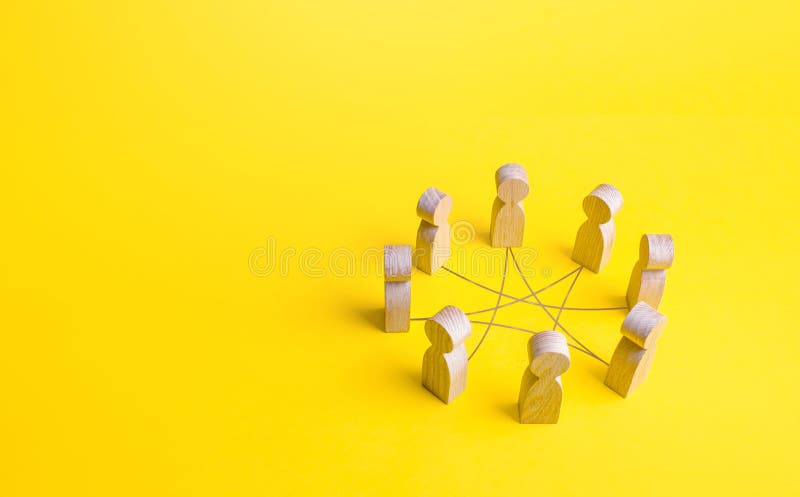 People in Circle Connected by Line Curves. Involvement in a ...