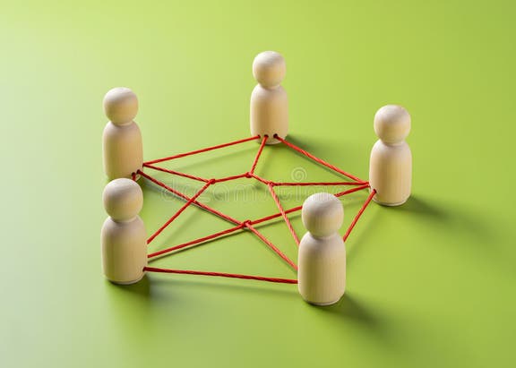 People in a Circle are Connected by Lines and Connections. Teamwork and ...