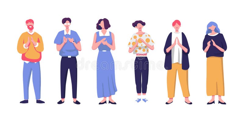 People Clapping with Hands, Applauding Set. Flat Style Illustration ...