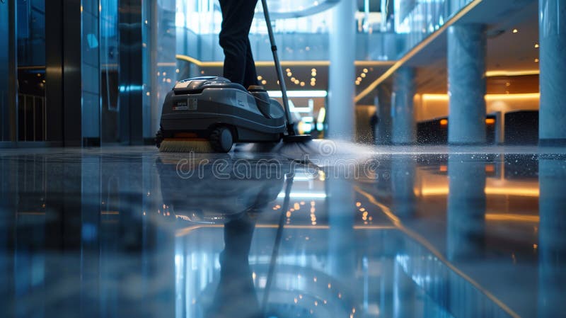 The People Cleaning Floor with Machine. Stock Image - Image of people ...