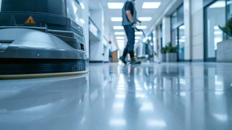 The People Cleaning Floor with Machine. Stock Image - Image of person ...