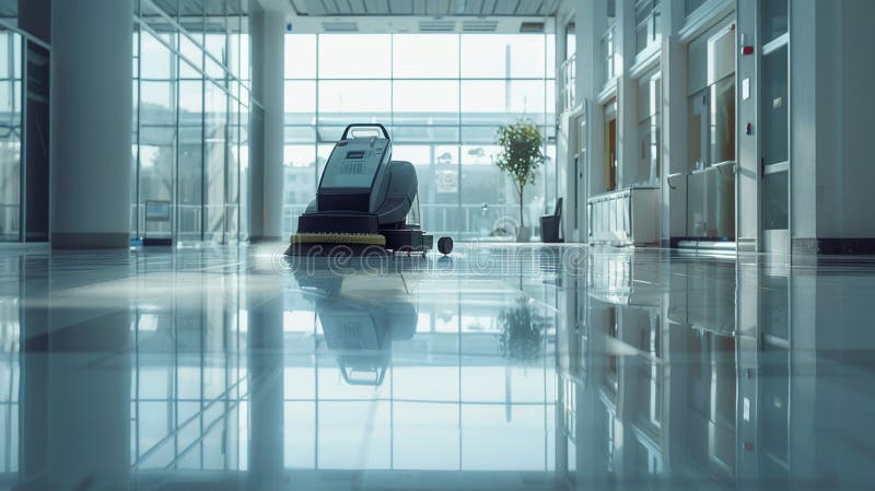 The People Cleaning Floor with Machine. Stock Photo - Image of ...