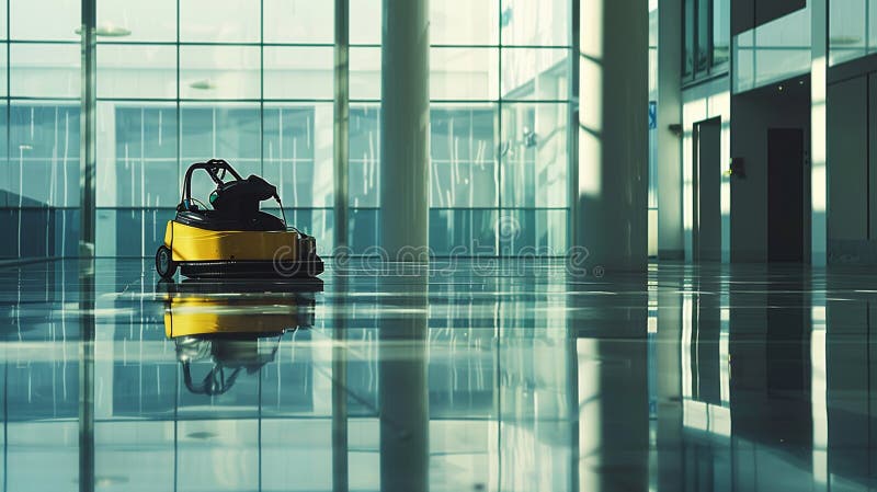 The People Cleaning Floor with Machine. Stock Photo - Image of indoors ...