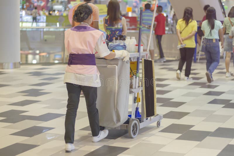 People Cleaning Floor in the Mall Stock Photo - Image of maid ...