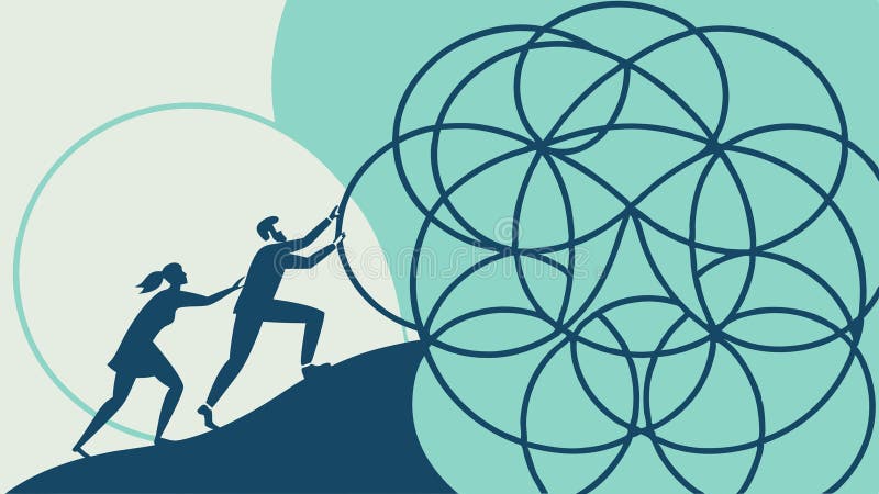 People Climbing Geometric Structure, Challenge, Progression, Vector ...