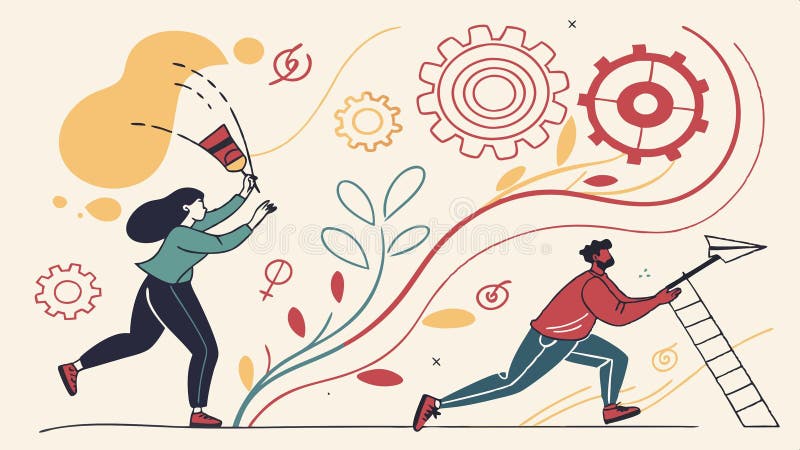 People Climbing Ladder Together, Teamwork and Collaboration Concept ...