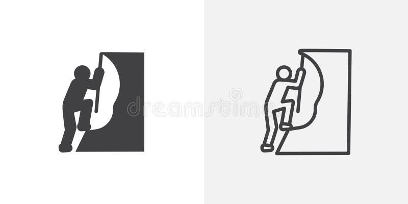 People Climbing Line Icon Isolated on White Background Stock Vector - Illustration of outline ...