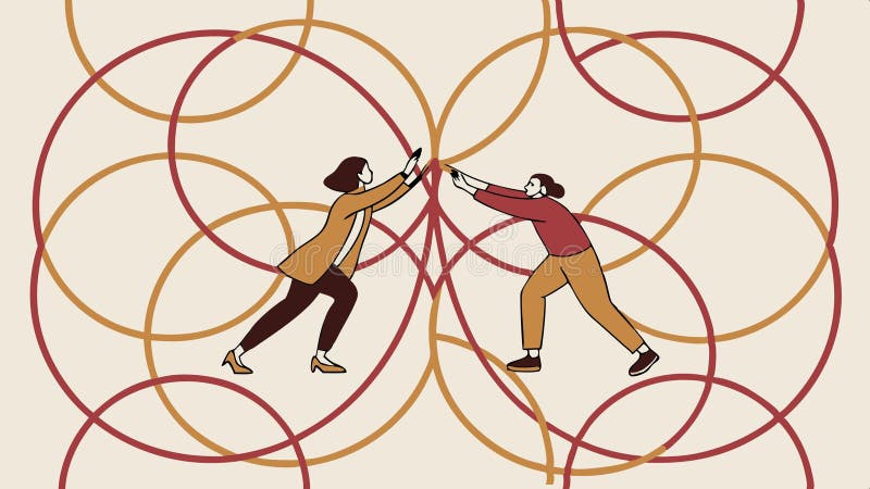 People Climbing Rope, Teamwork and Effort Concept Vector Design Generative AI Stock Illustration ...