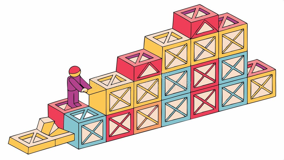 People Climbing Steps of Boxes, Teamwork Growth Challenge Progress ...