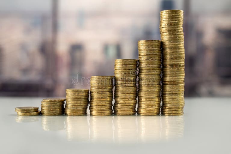 People Climbing To a Stack of Coins. Stock Image - Image of finance ...