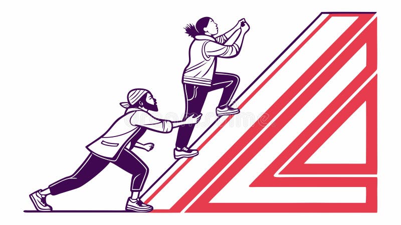 People Climbing Upward Arrow, Teamwork, Progress, Shared Success ...