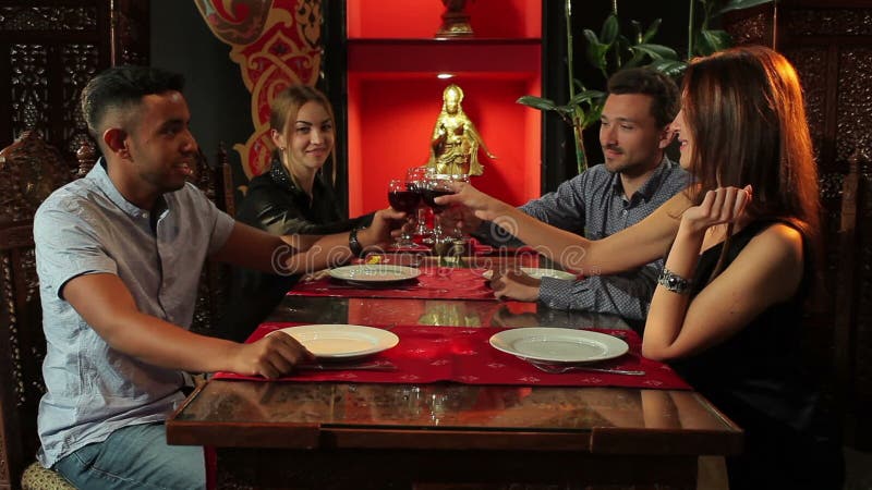 People Clink Glasses in the Indian Restaurant Stock Video - Video of ...