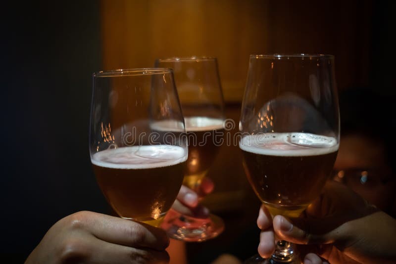 People Clinking Beer Glasses Stock Image - Image of party, clinking ...