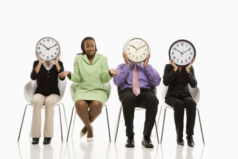 People with clock faces stock photo. Image of studio, hiding - 2047002