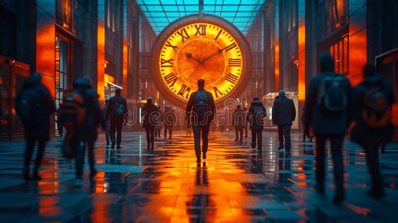 People with a Clock. Time Management Stock Illustration - Illustration ...