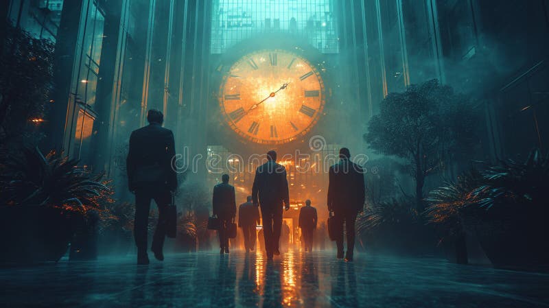 People with a Clock. Time Management Stock Illustration - Illustration ...