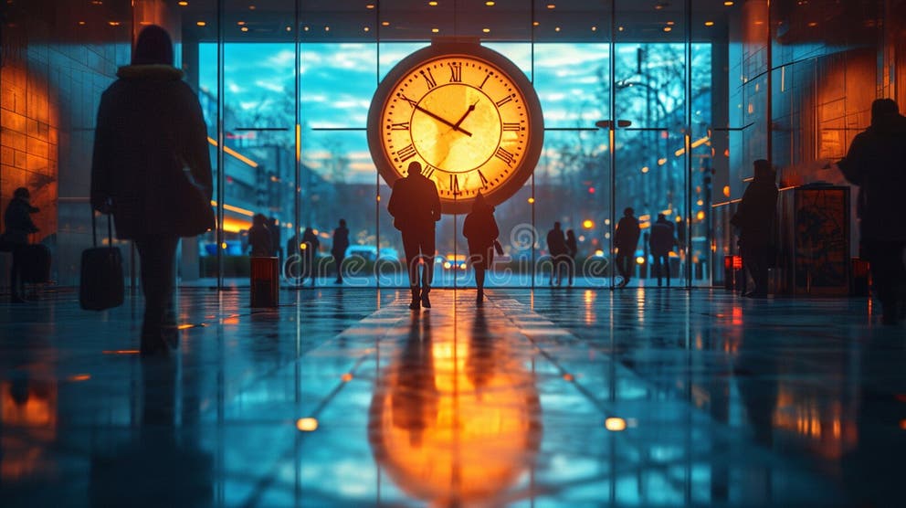 People with a Clock. Time Management Stock Illustration - Illustration ...