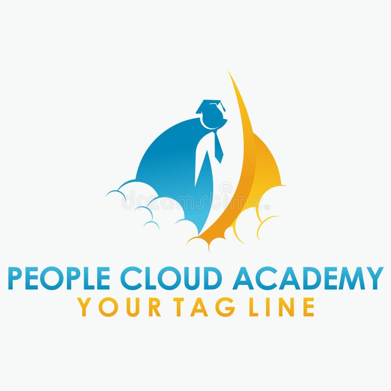 People Cloud academy logo stock illustration. Illustration of white ...