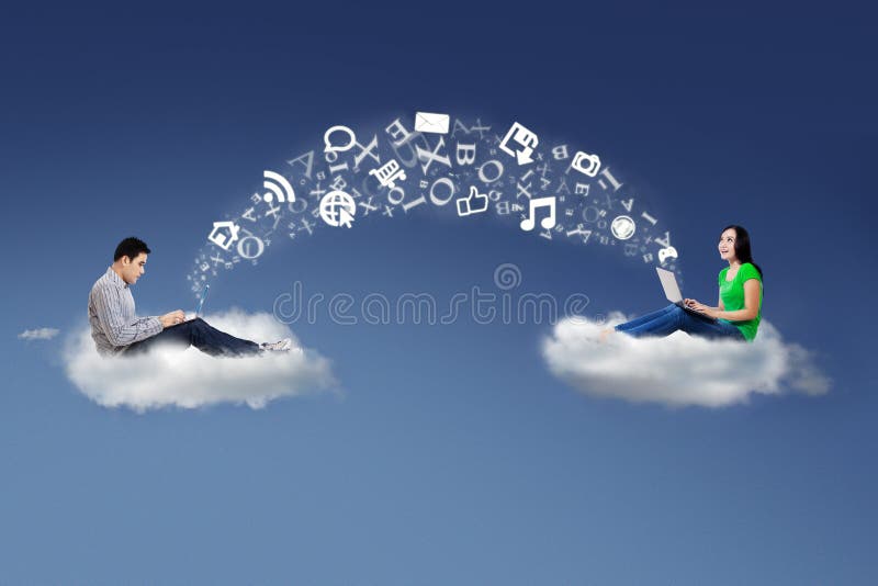 People on Cloud and Share Information Stock Photo - Image of internet ...