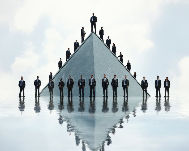 People Clustered Around a Business Pyramid Stock Image - Image of ...
