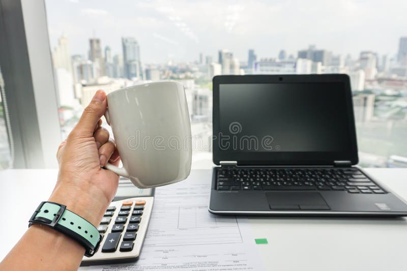 People with Coffee Mug during Tea Break at Office Stock Photo - Image ...