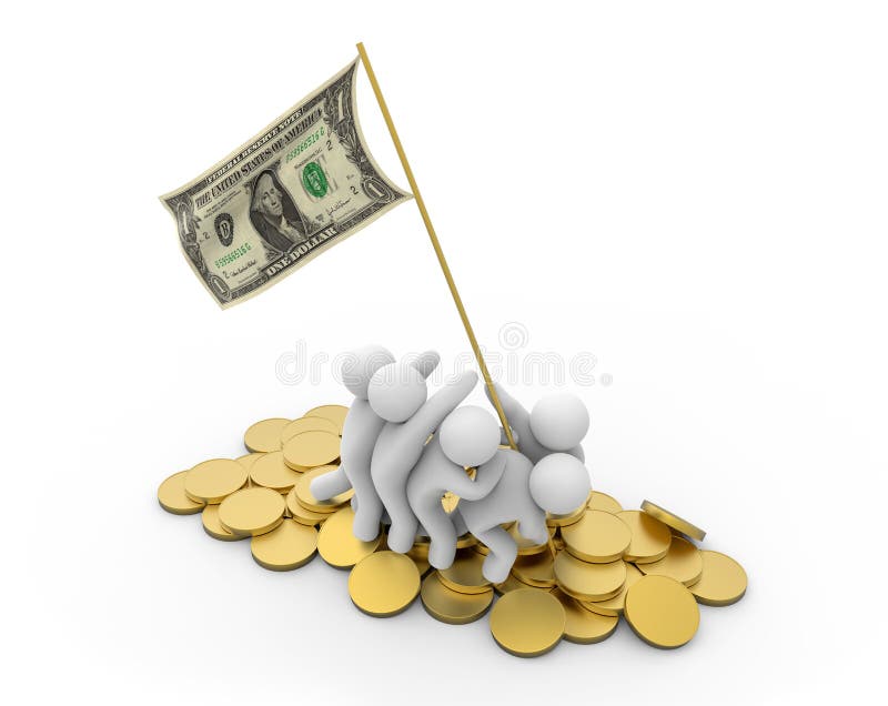People on coins set a flag stock illustration. Illustration of gold ...