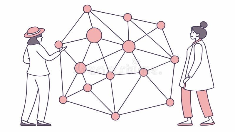 People Collaborating Around A Network Structure Teamwork And Connection Vector Design