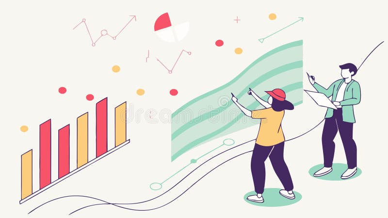 People Collaborating on a Bar Graph Illustration, Vector Design ...