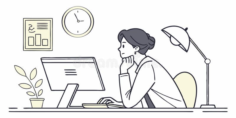 People Collaborating at Desks, Teamwork and Focused Office Work, Vector Design Generative AI ...