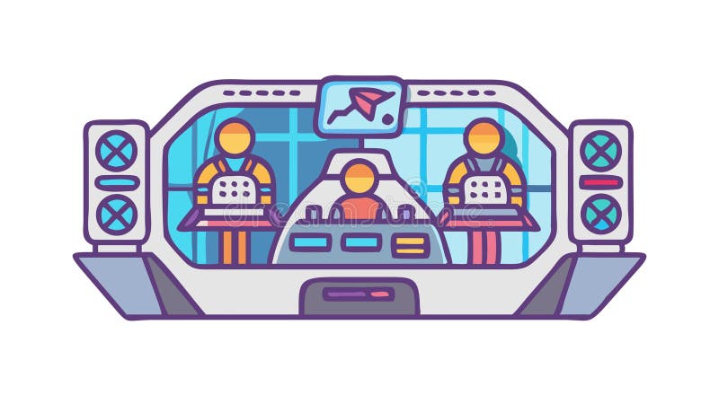 People Collaborating in a Futuristic Command Center, Vector Design ...