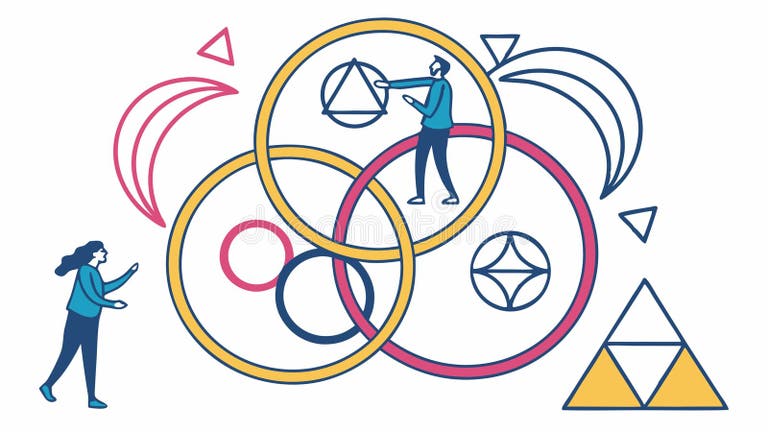 People Collaborating on Intertwined Rings, Teamwork and Connectivity ...