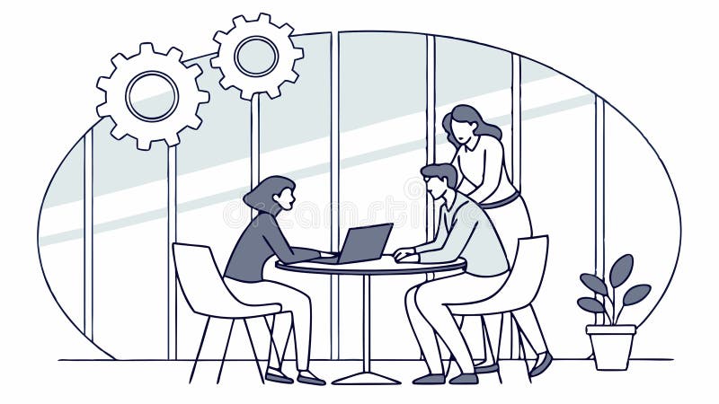 People Collaborating at Work Table, Teamwork and Innovation, Vector ...