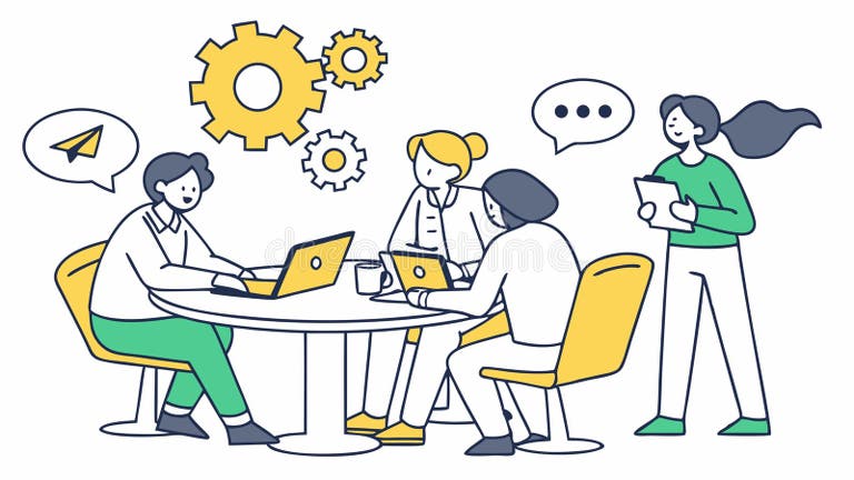 People Collaborating Working Together, Vector Design Generative AI ...