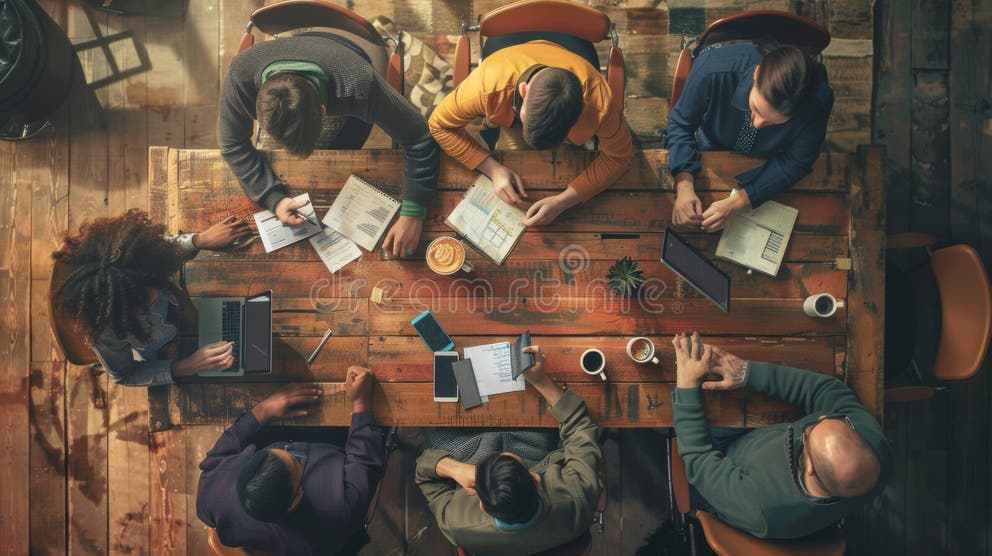 A High-Angle Teamwork Session. AI Generated Stock Image - Image of ...