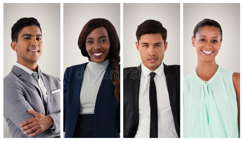 Collage of People Smiling in Black and White Stock Illustration ...