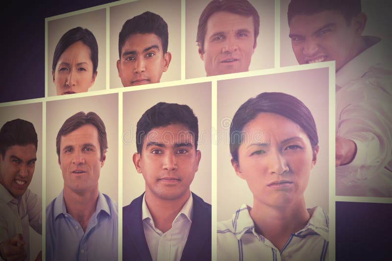 Collage of People Smiling in Black and White Stock Illustration ...