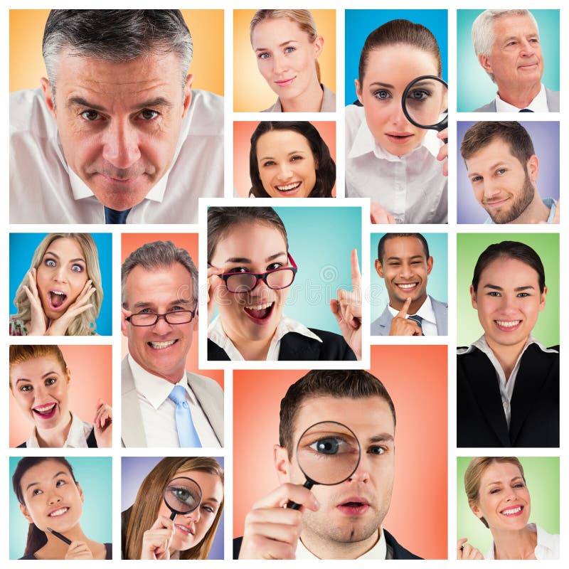People Collage Portrait 4x4 Stock Photo - Image of happy, perplexed ...