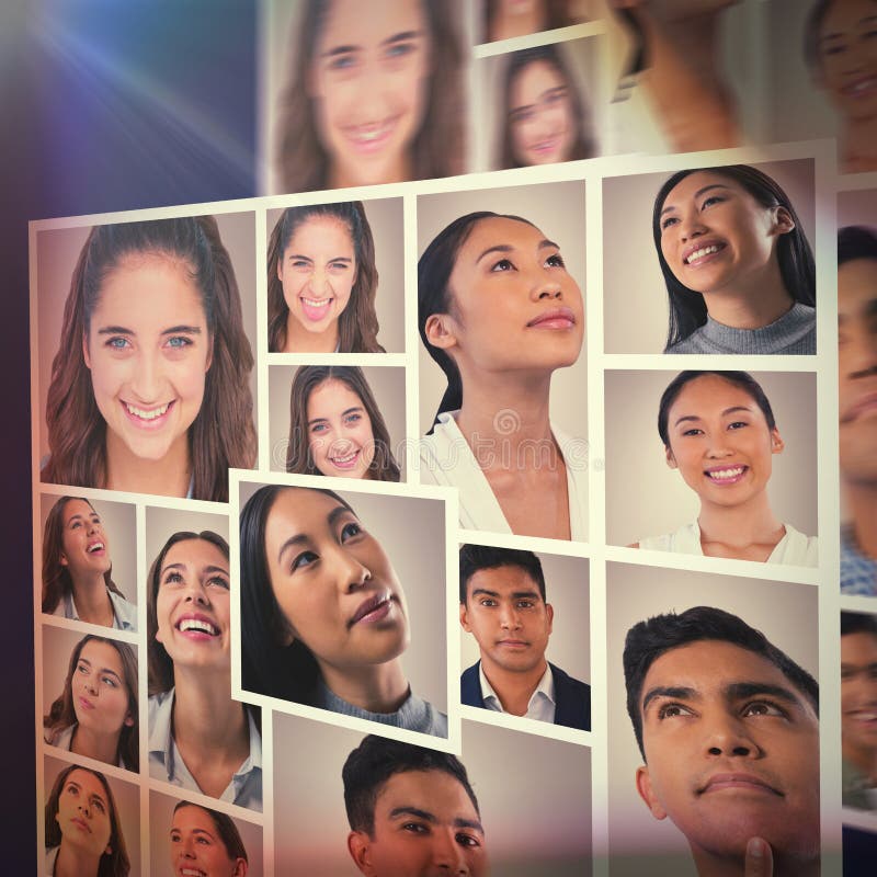 People Collage Portrait 4x4 Stock Image - Image of enjoying, dreaming ...