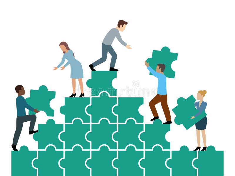 People Collect Puzzle - Conceptual Illustration Stock Vector ...