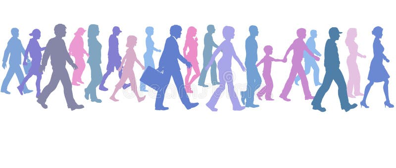 People of Color Group Walk Follow Direction Leader Stock Vector ...