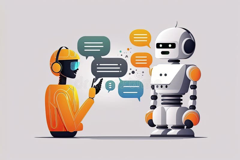 People Communicate with Chat Bot, Illustration. Generative Ai Stock Illustration - Illustration ...