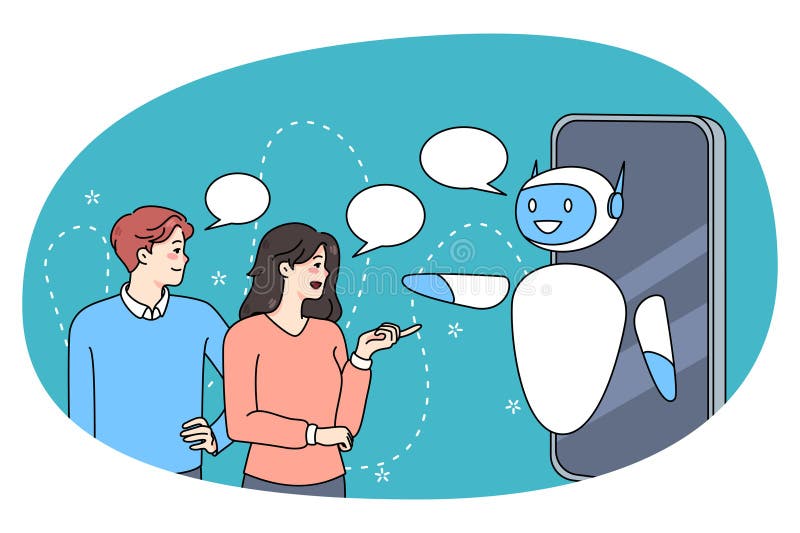 People Communicate with Online Robot on Cellphone Stock Vector ...