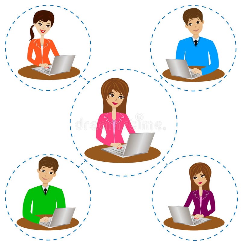 People Communicate Over the Internet Stock Vector - Illustration of ...