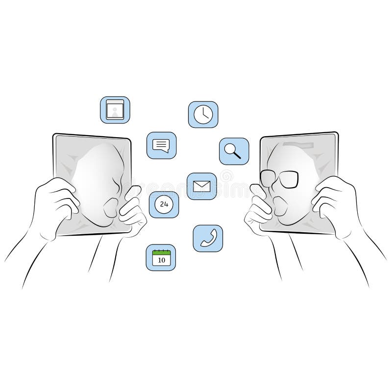 People Communicate Via the Internet. Life in the Network. Vector ...