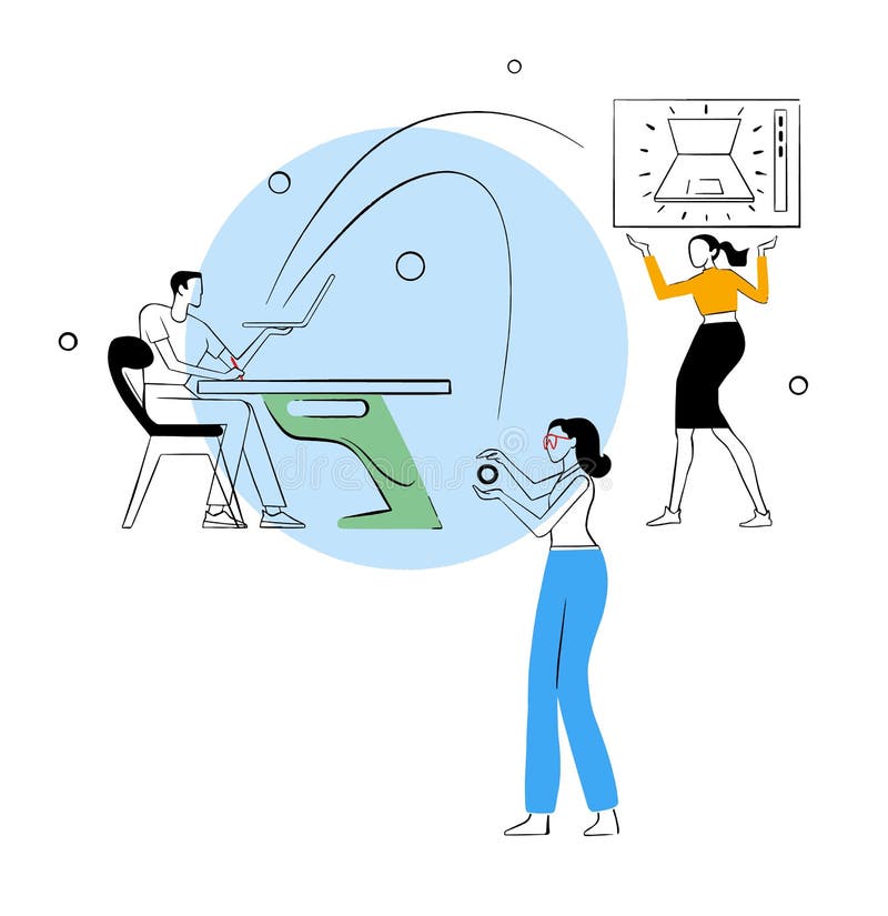 People Communicating with Business Ideas Online, Flar Style Vector ...