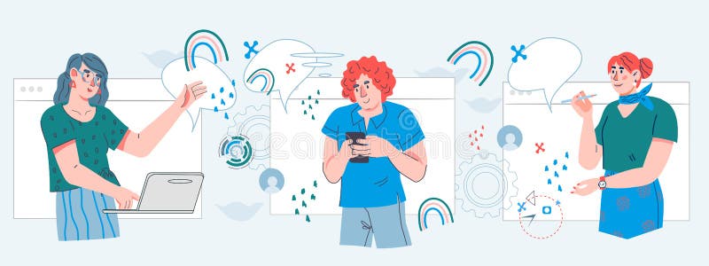 People Communicating in Network and Using Mobile Applications or Social ...