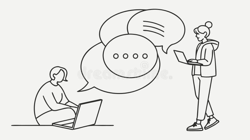 People Communicating with Tech, Symbolizing Digital Connection. Vector Design Generative AI ...