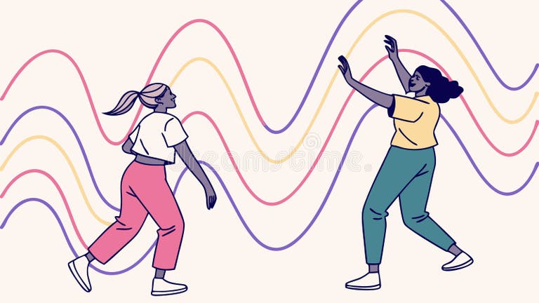 People Communicating with Wavy Lines Digital Connection Vector, Vector Design Generative AI ...