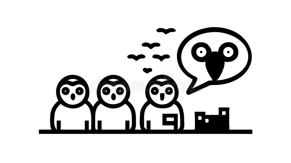 People Communicating with Wise Owl, Vector Design Generative AI Stock ...